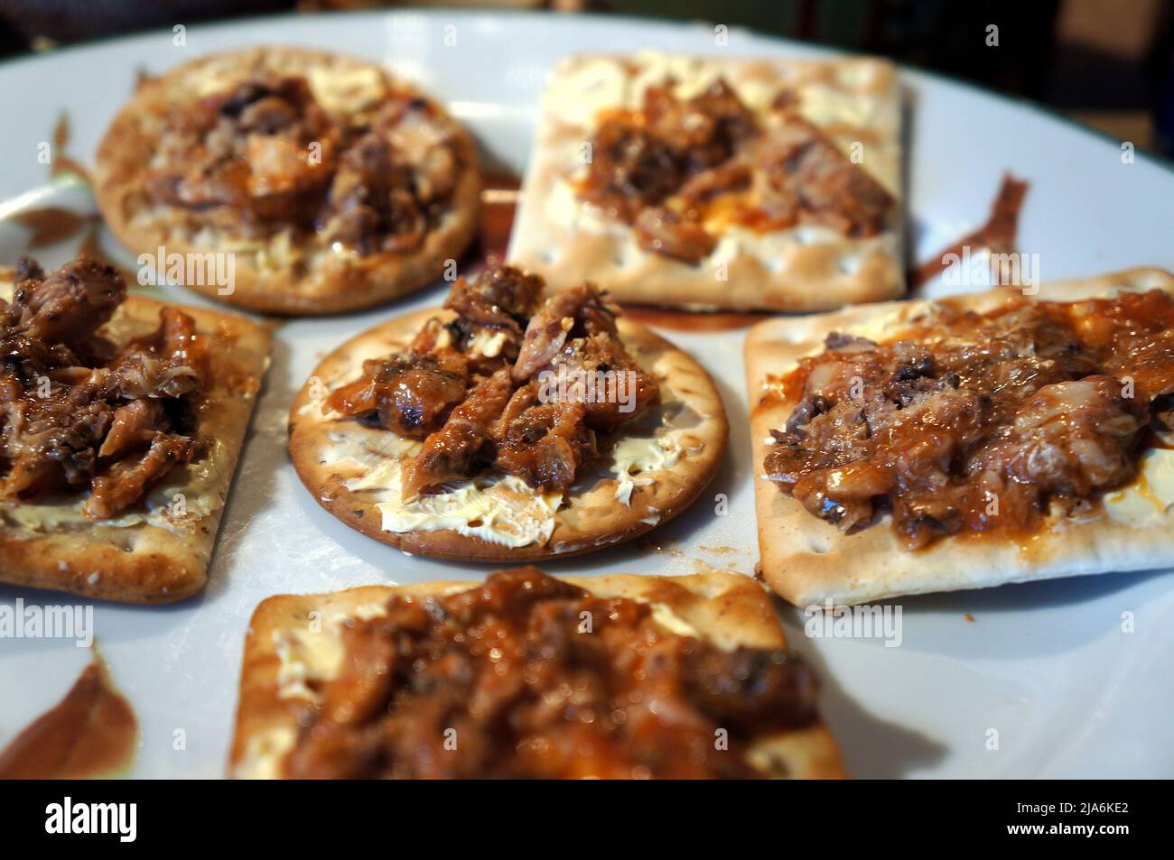 plate of English cream crackers & tuna fish Stock Photo - Alamy