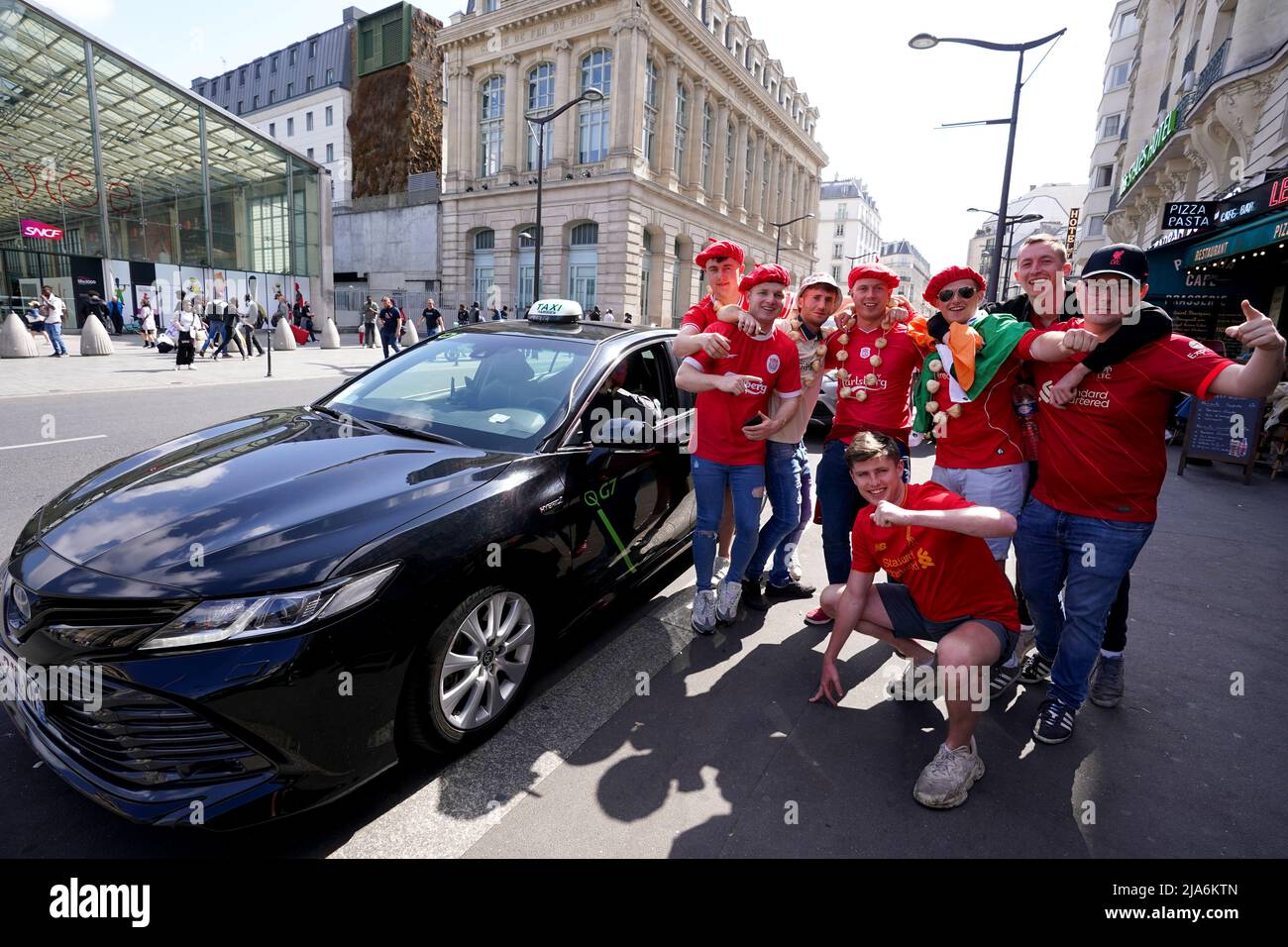 Liverpool fans outside of the Gare du Nord ahead of the UEFA Champions ...