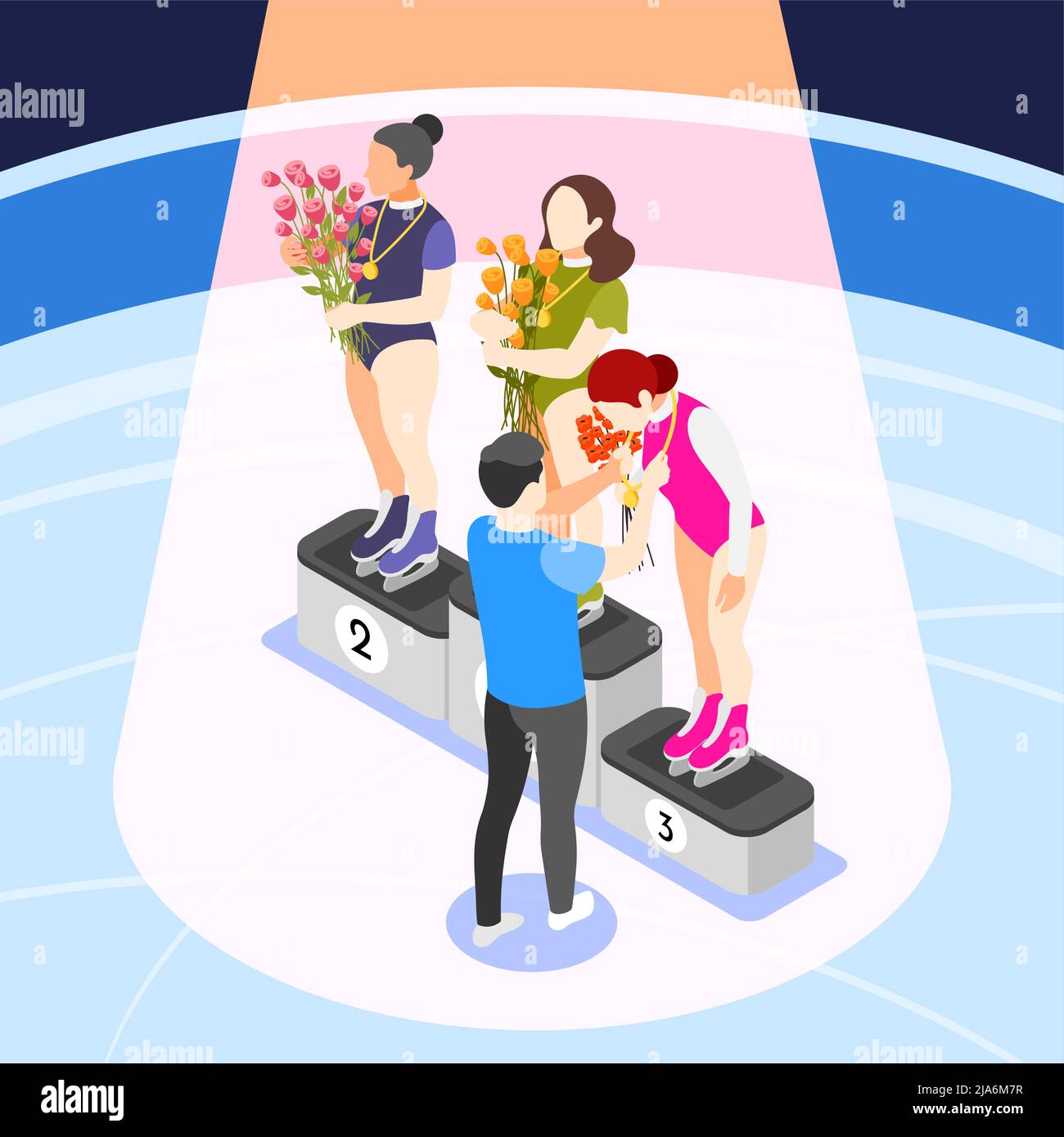 International olympic day isometric background with human characters of ...