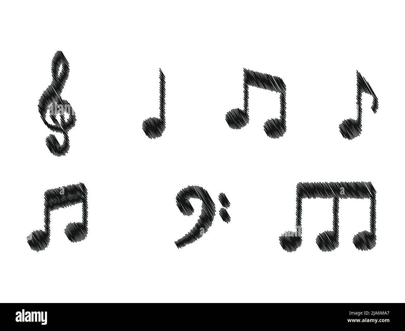 Music notes black signs vector set. Isolated music note icons on white ...