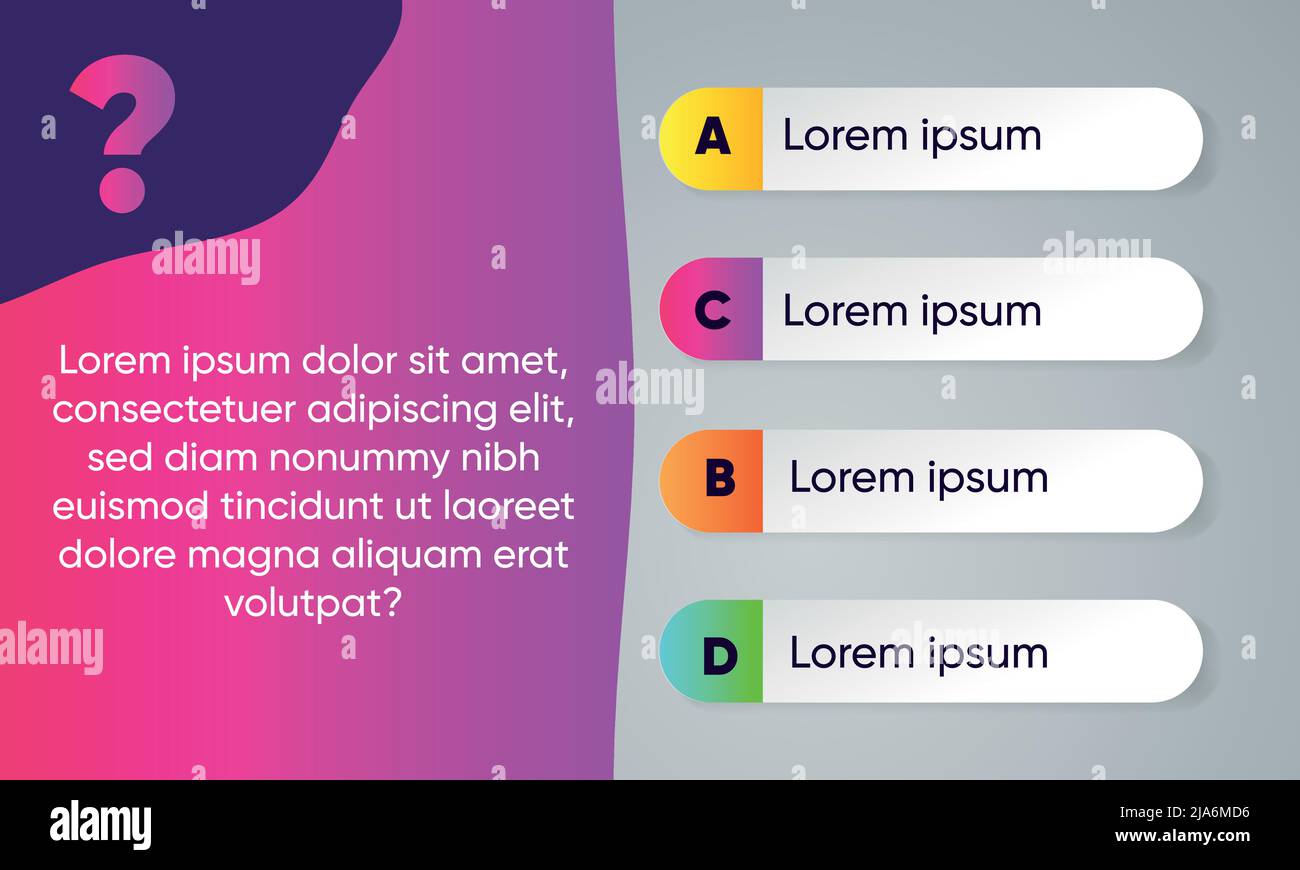 Vector template question and answers for quiz game, exam, tv show ...