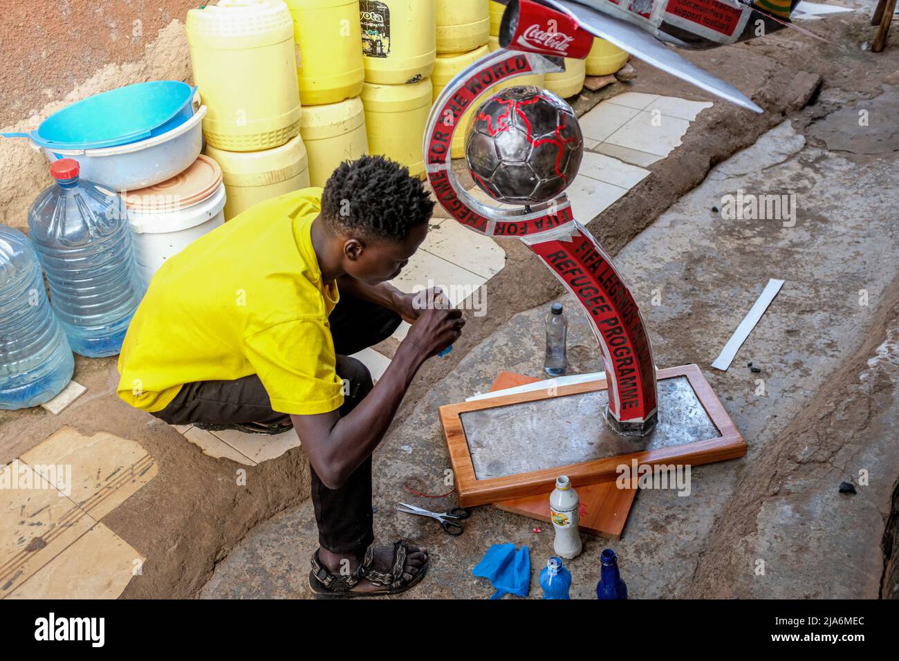Nairobi, Kenya. 24th May, 2022. Kevin Otieno an artist based in Kibera ...
