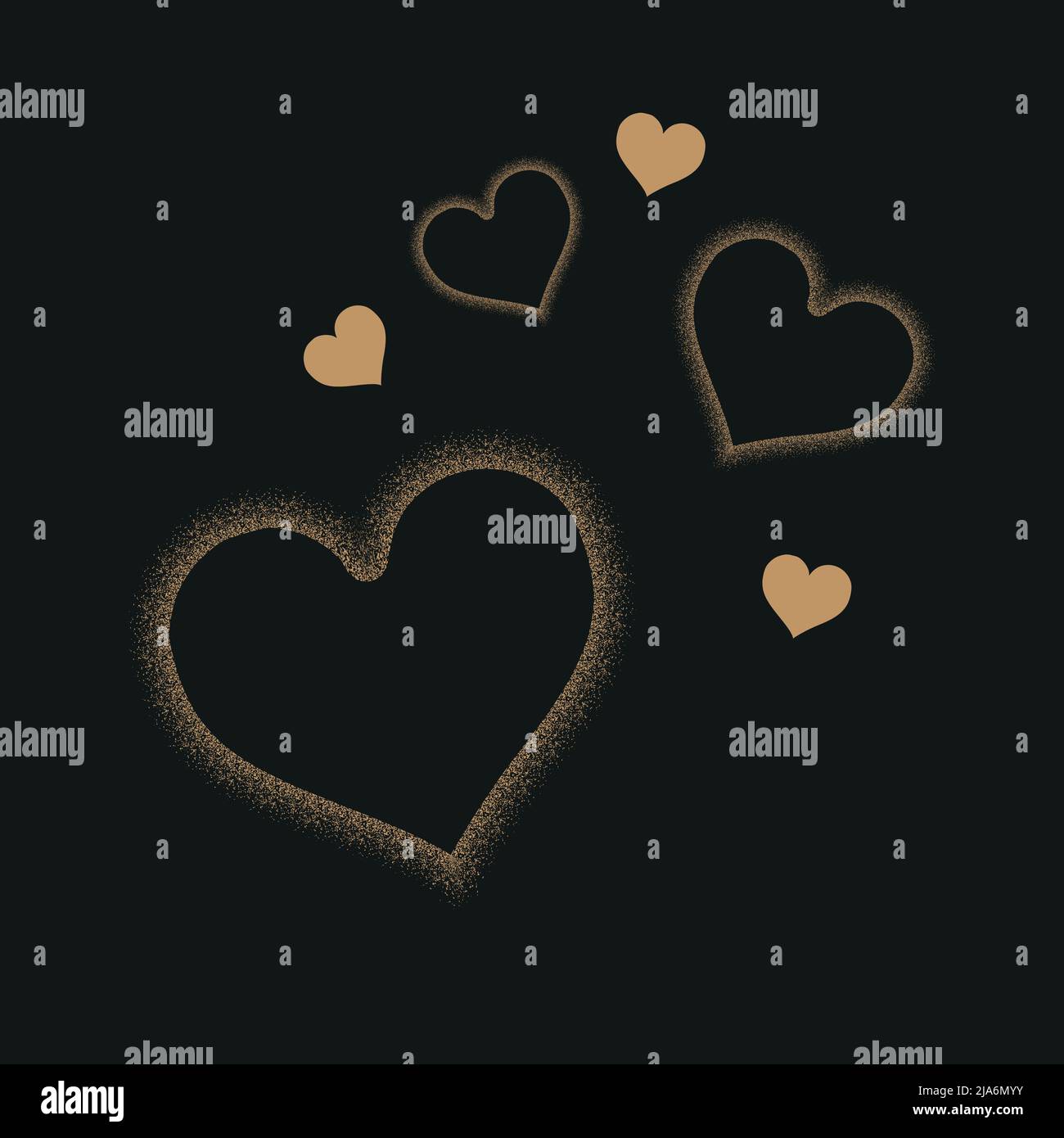 Gold Heart. Love. Gold heart Frame Vector. Calligraphy heart background ...