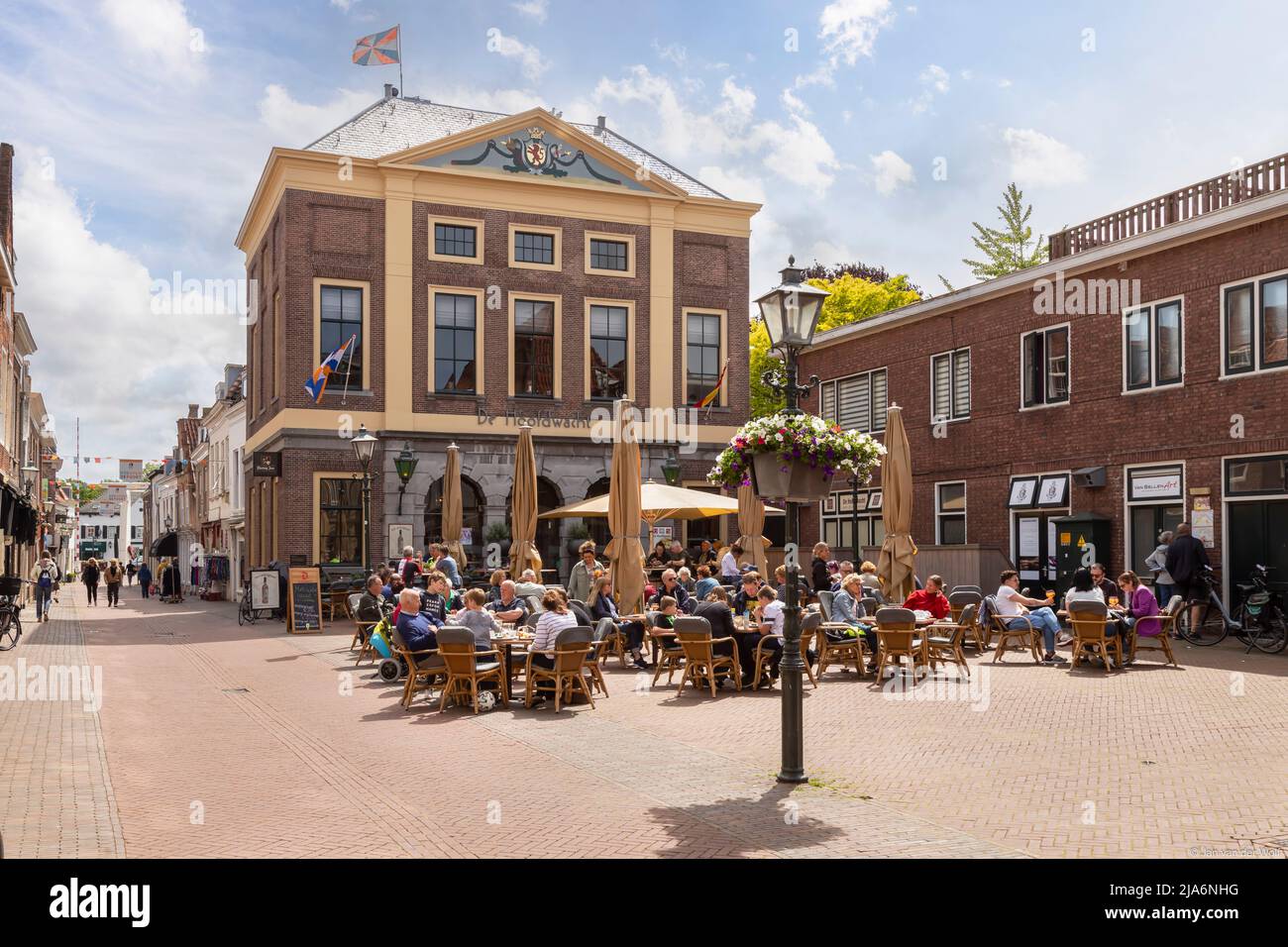 Cozy market square in the center of the medieval fortified town of ...