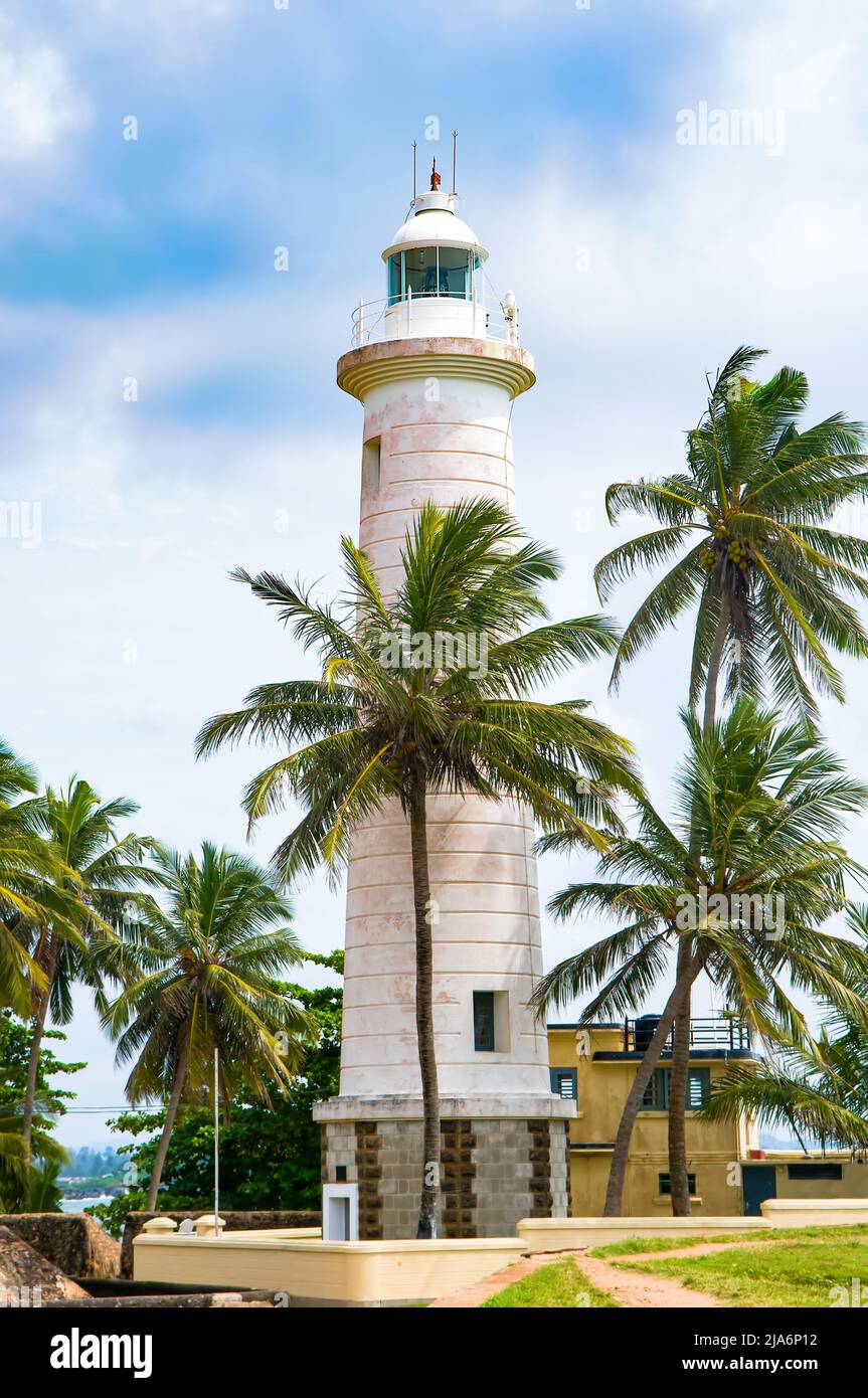 Lighthouse in Galle fort in a sunny day in Sri Lanka. Vertical photo ...