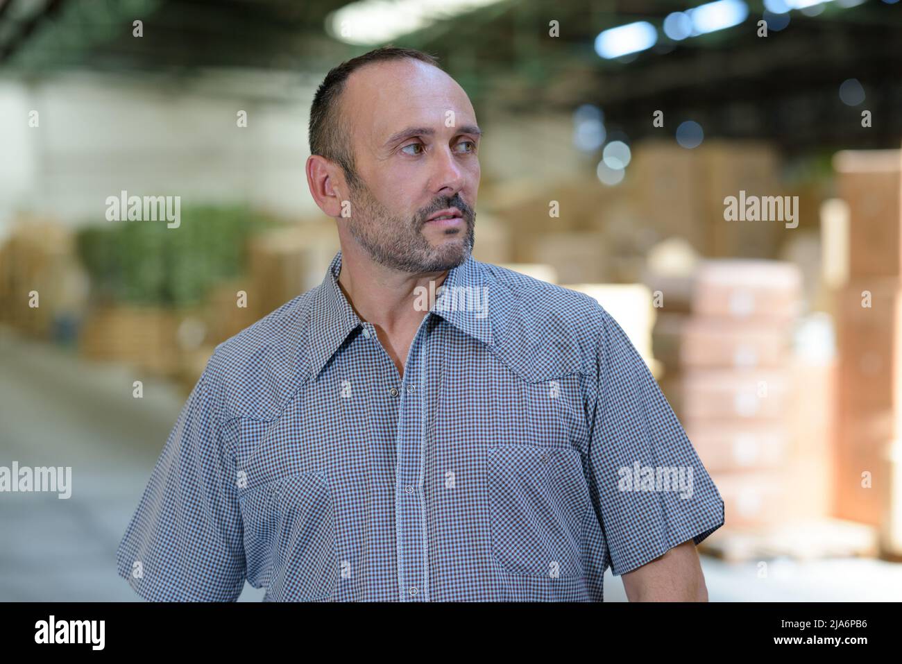 portrait of a warehouse manager observing Stock Photo - Alamy