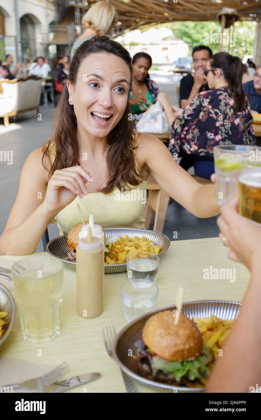 Long menu brunette woman hi-res stock photography and images - Alamy