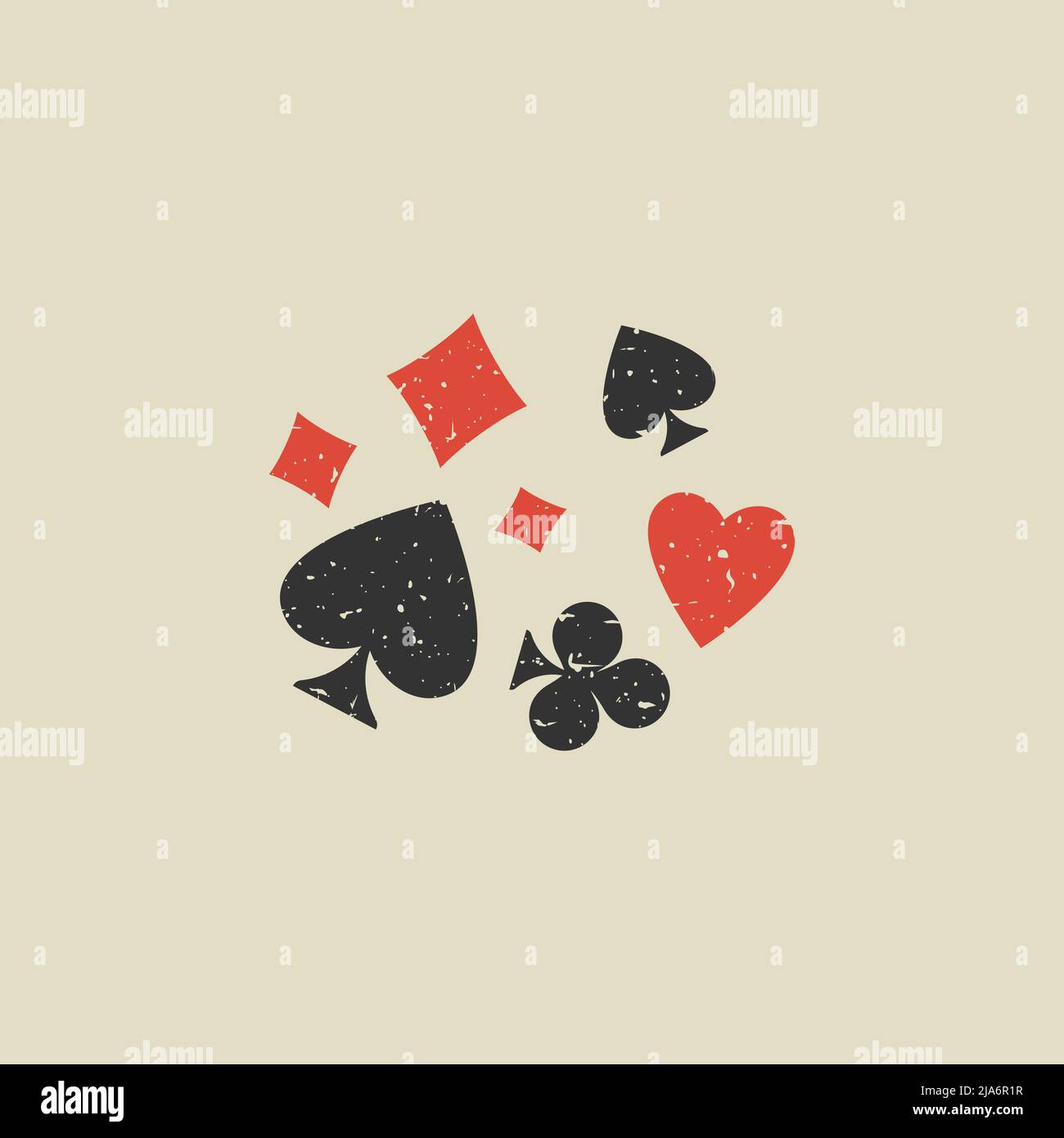Poker playing cards suits grunge symbols - Spades, Hearts, Diamonds and ...