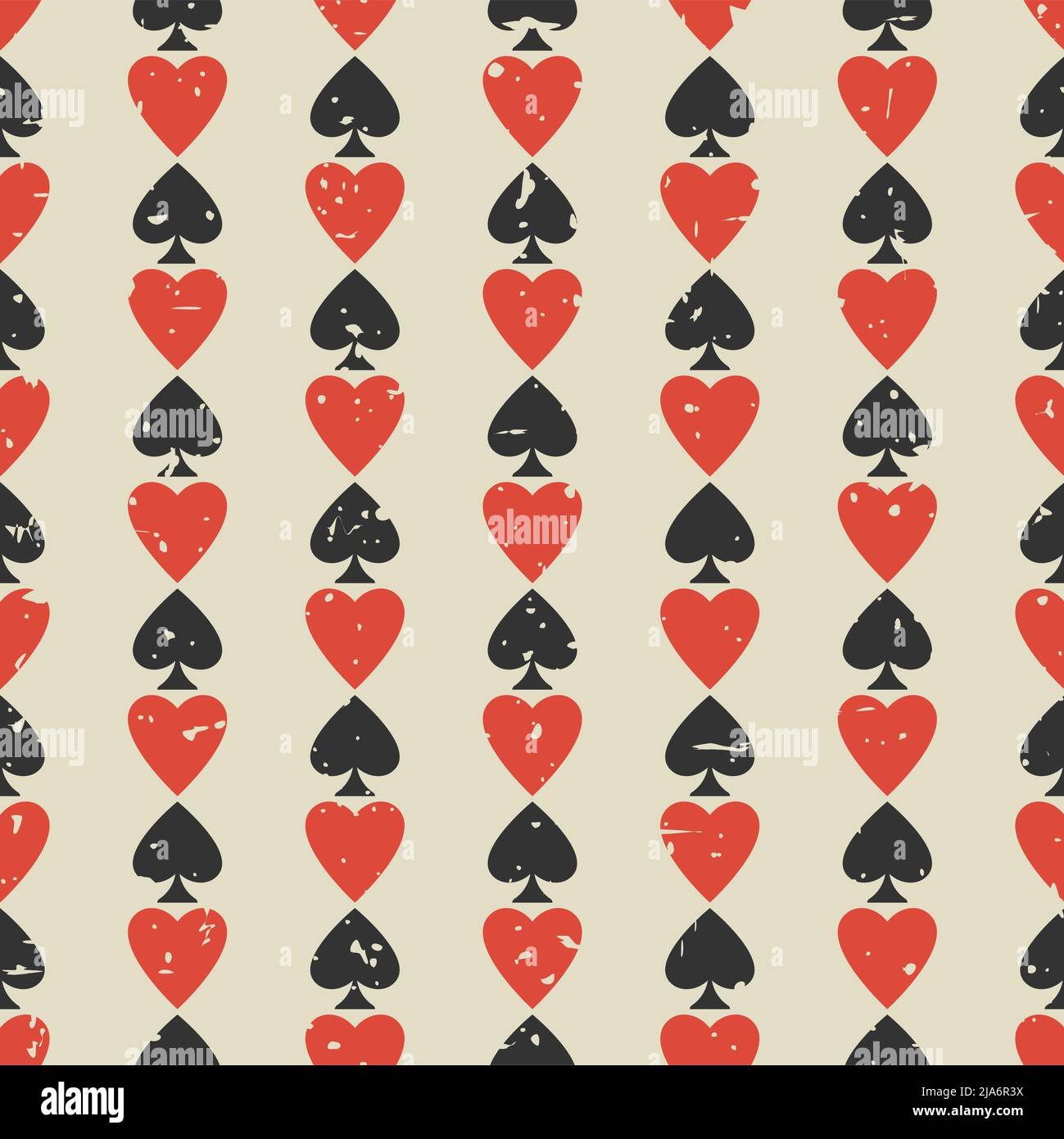 Seamless grunge pattern with card suits - hearts, clubs, spades and ...