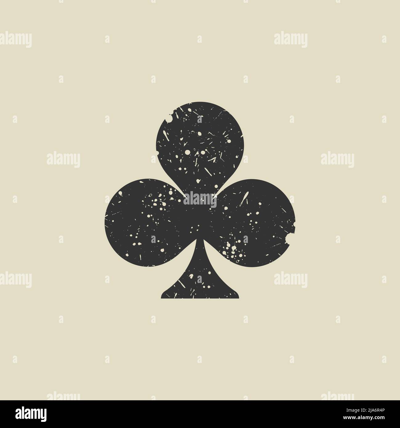 Poker playing cards grunge symbol Clubs. Scratched Playing card deck ...