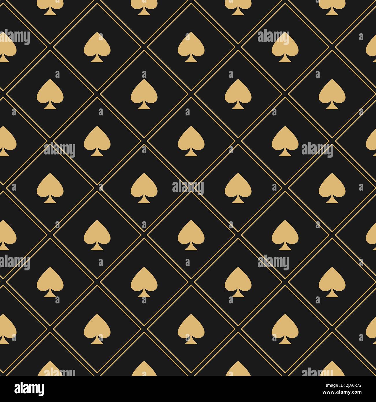 Seamless pattern with golden spades. Casino gambling, poker background ...