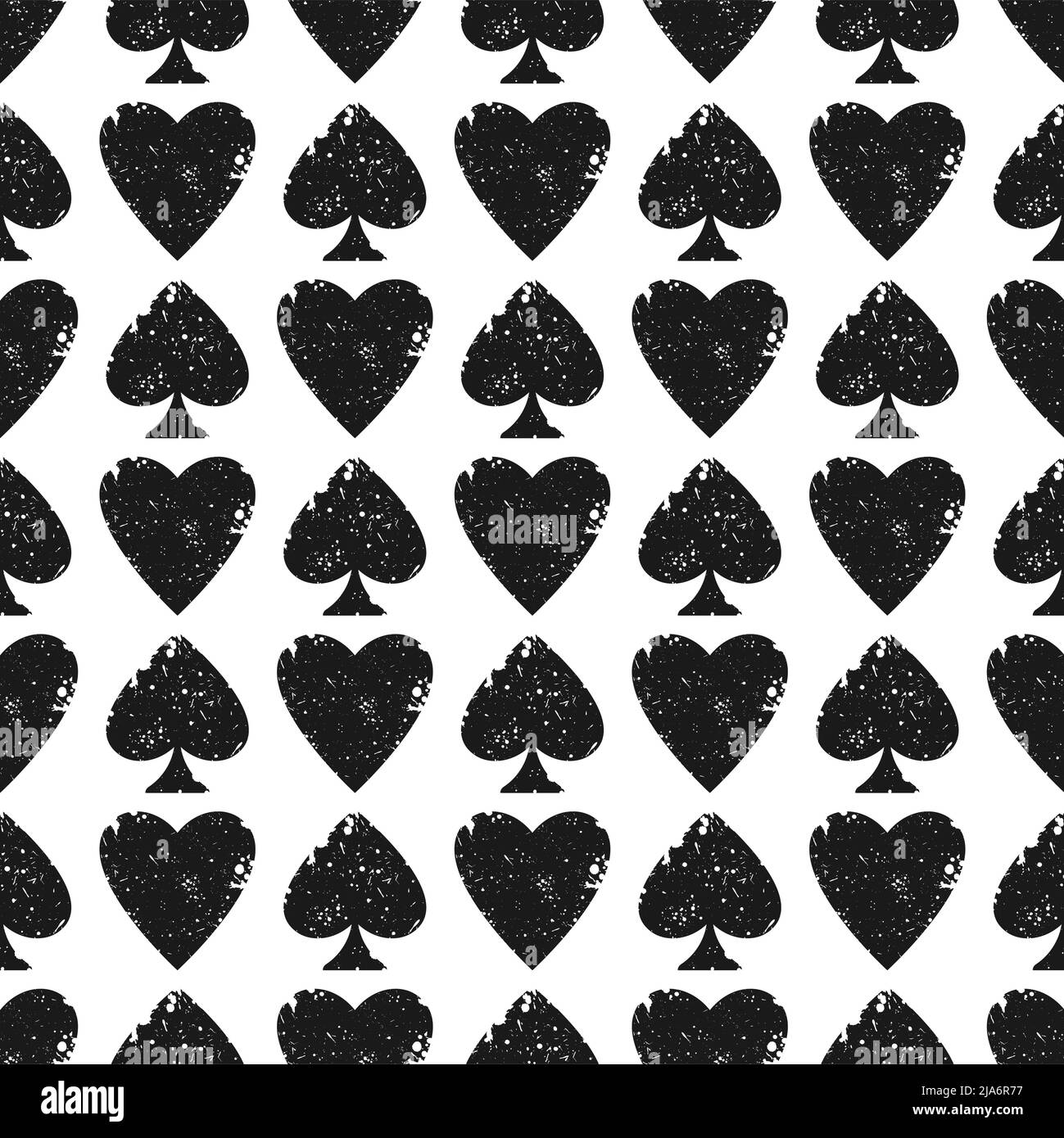 Grunge Seamless pattern with spades and hearts. Scratched Casino ...