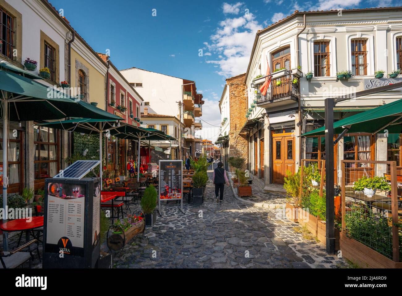 Korce Albania - 12.05.2021: Old Bazaar of Korca city filled with people ...