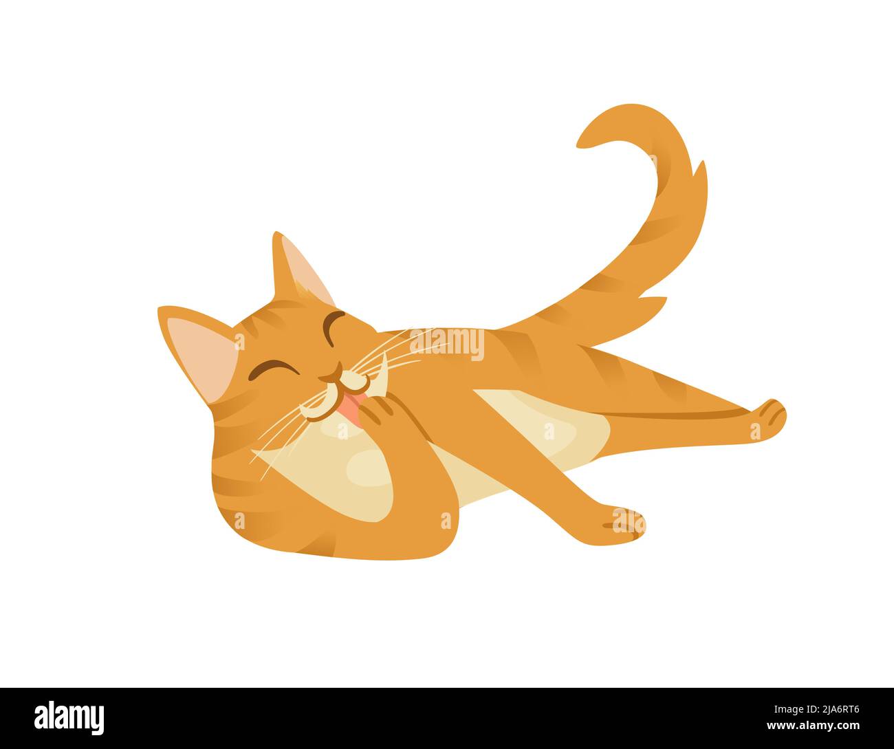 Ginger cat cartoon lying on the ground cartoon animal design vector ...