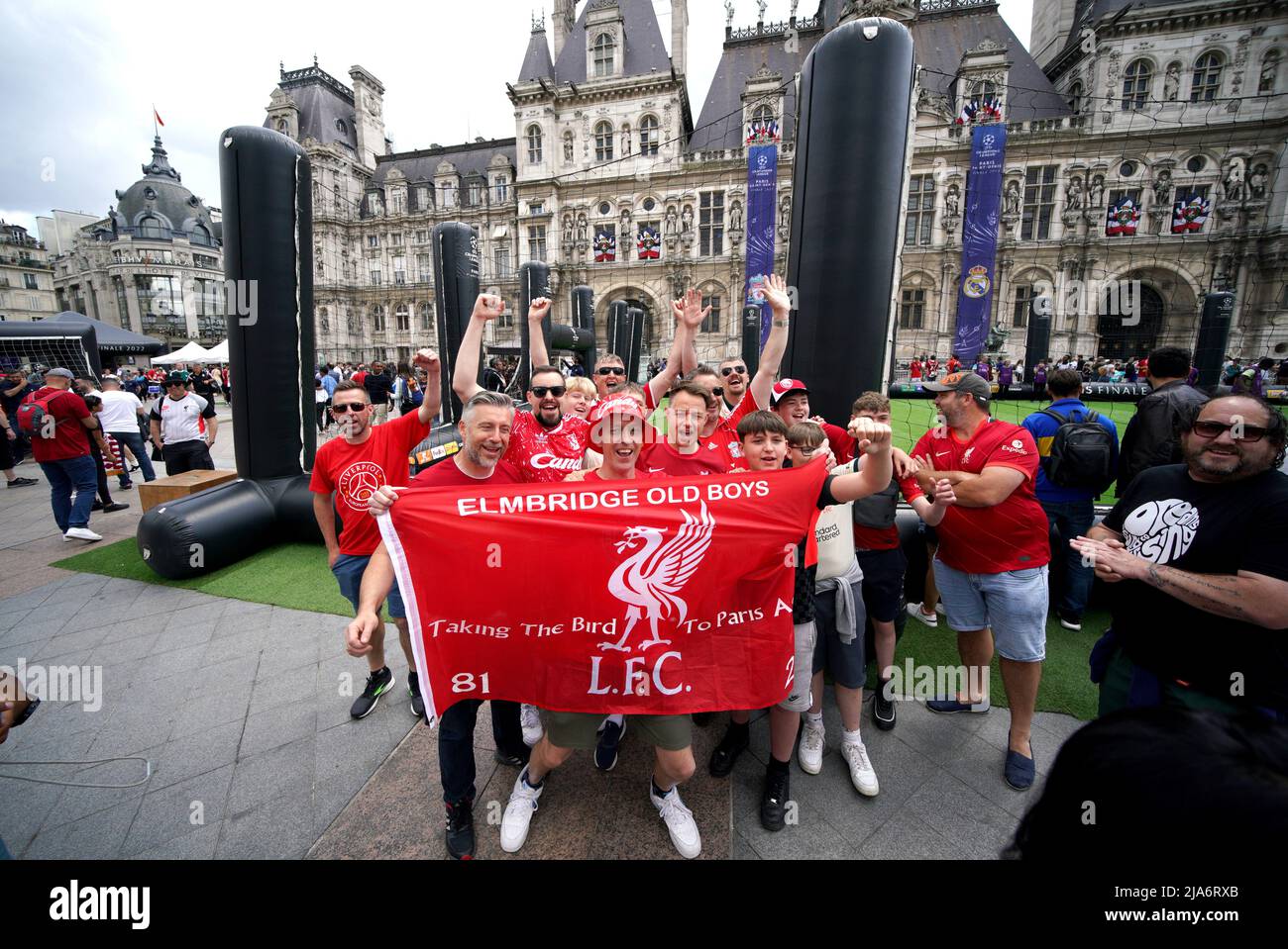 Liverpool fans gather at the Hotel de Ville ahead of the UEFA Champions ...