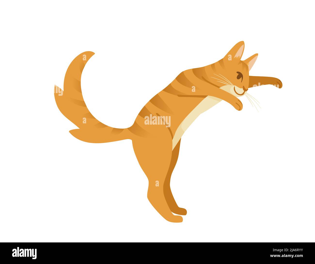 Ginger cat cartoon preparing to jump animal cartoon design vector ...