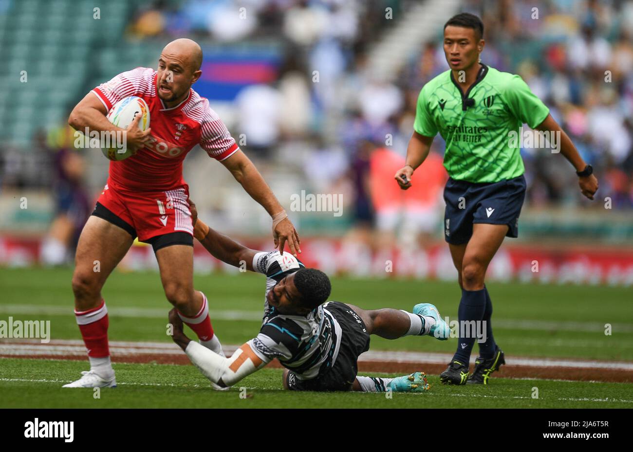 Luke Treharne of Wales, fends of a tackle during the game Stock Photo ...