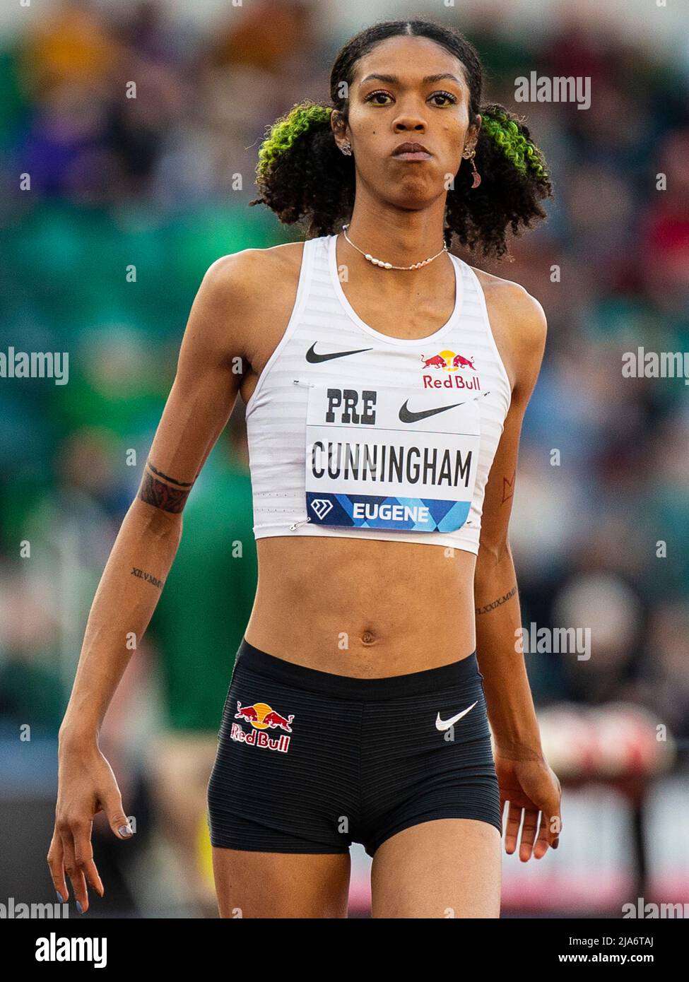 May 27, 2022 Eugene OR USA: Vashti Cunningham focus on high jump during ...
