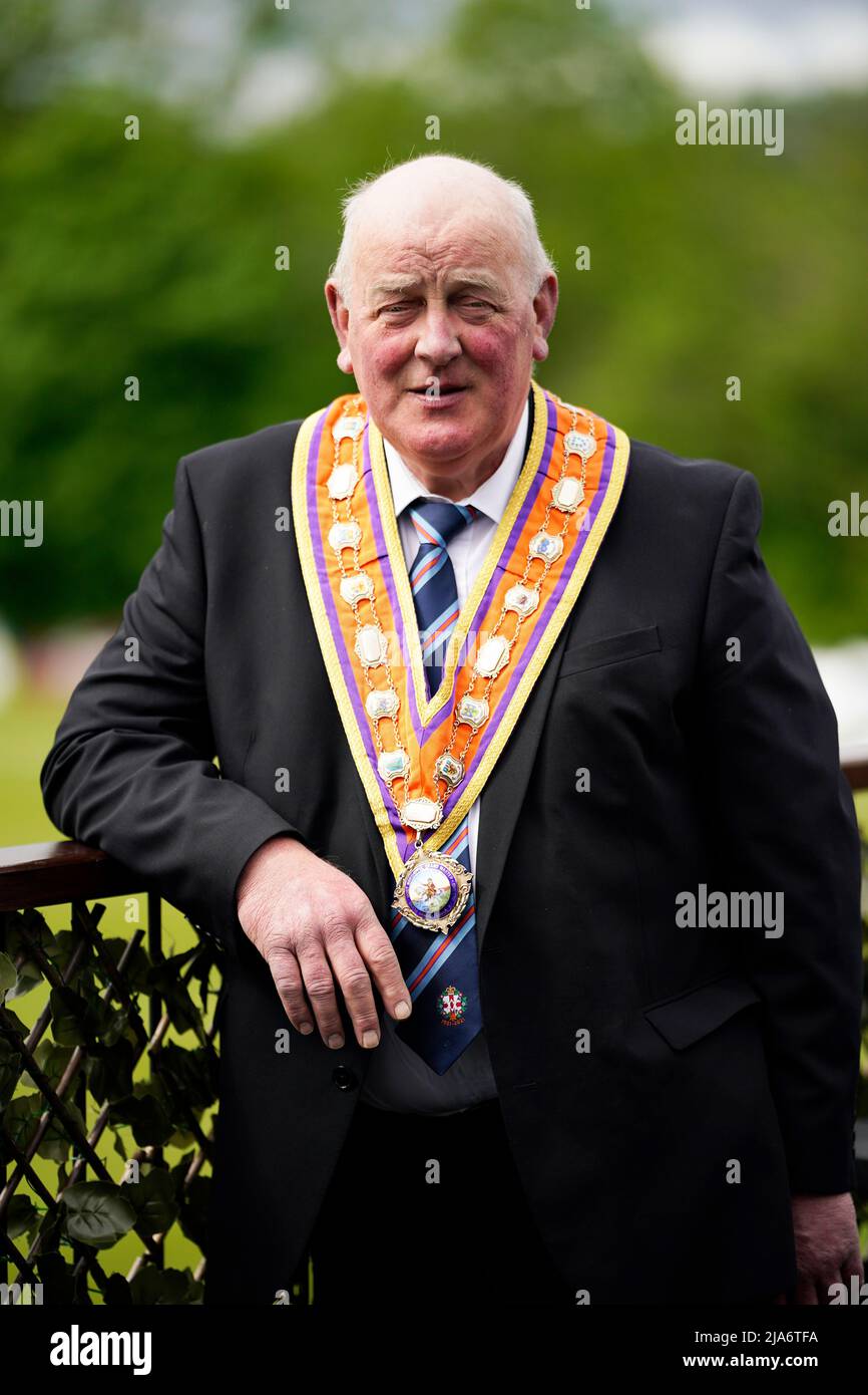 Edward Stevenson, the grand master of Grand Orange Lodge of Ireland, at ...