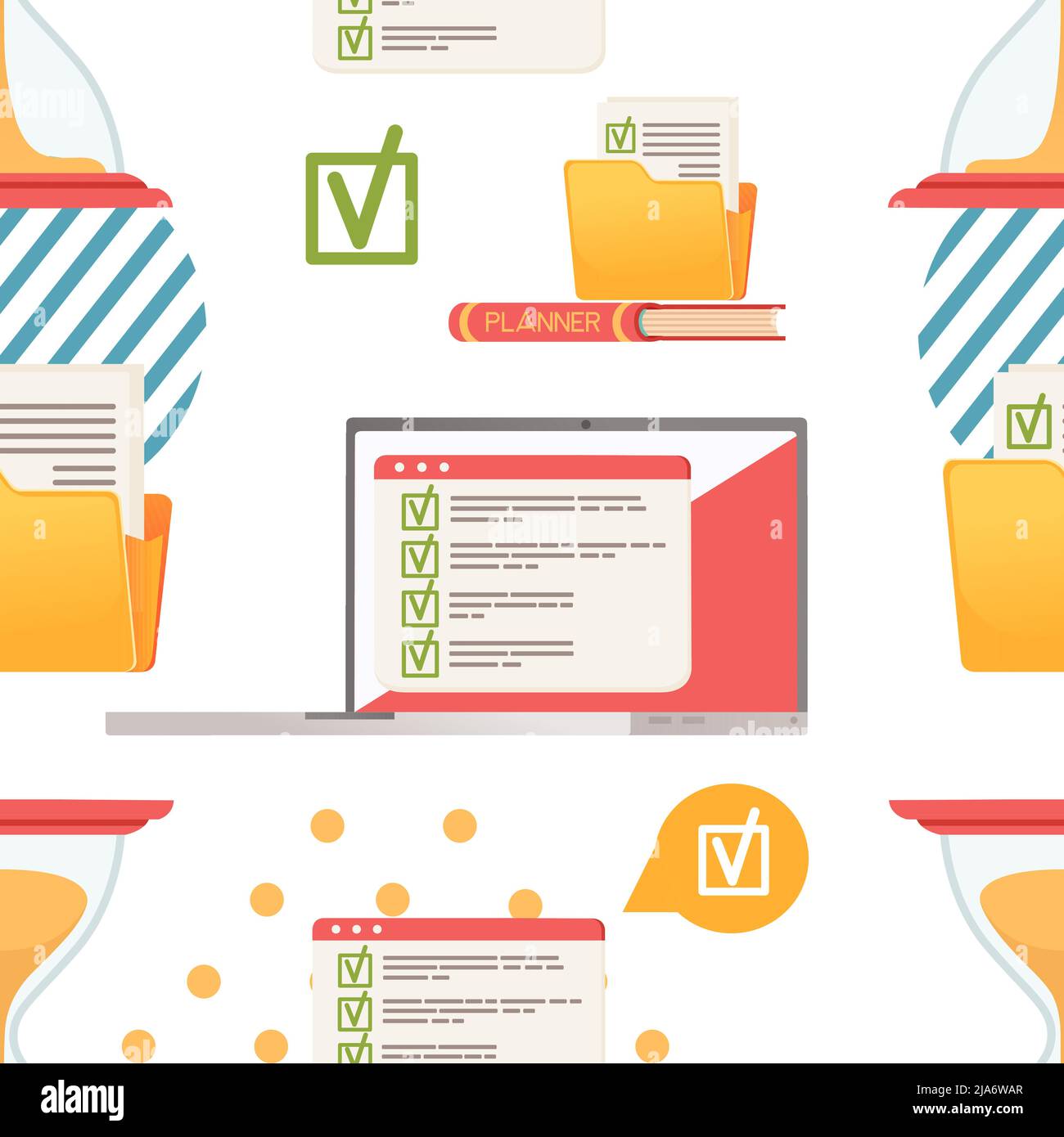 Seamless pattern concept of planning time with checklist vacation ...