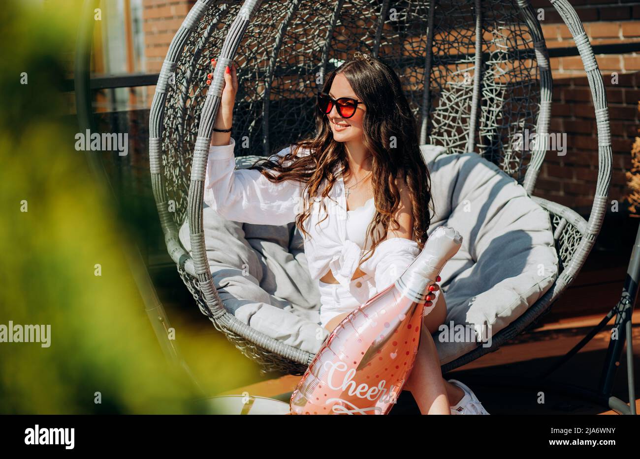 Happy bride celebrates bachelorette party, dancing and having fun on ...