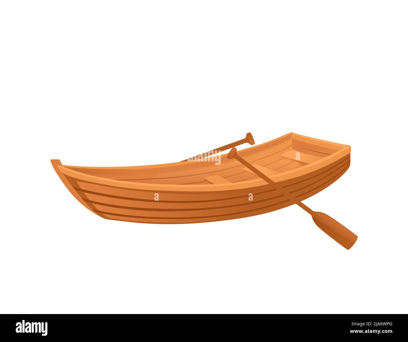 Classic wooden boat with paddle vector illustration on white background ...
