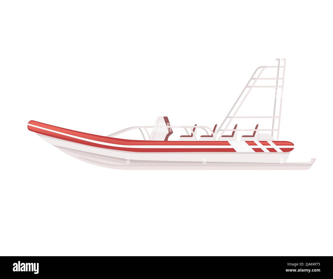 Wooden boat with gas engine vector illustration on white background ...