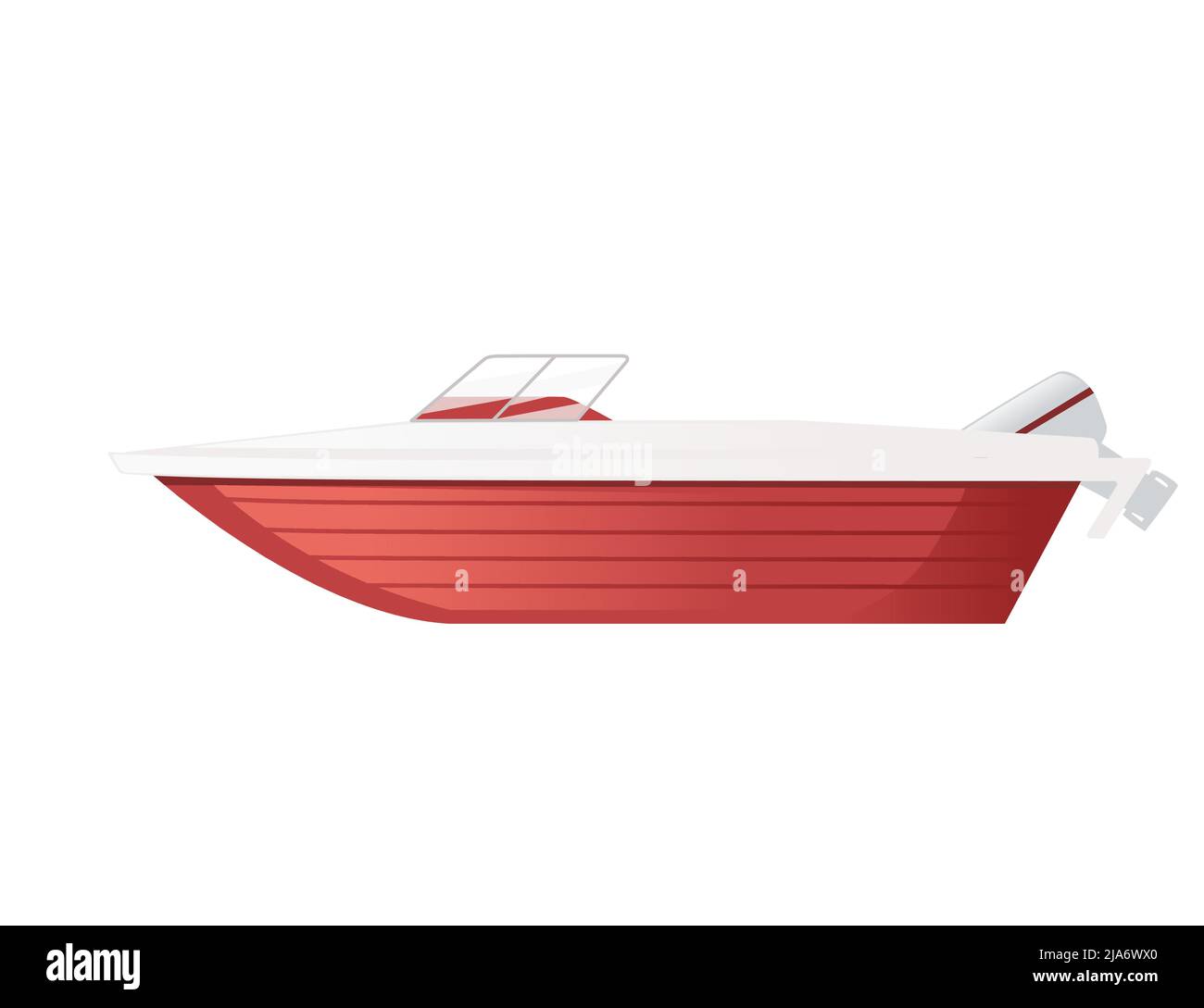 Wooden boat with gas engine vector illustration on white background ...