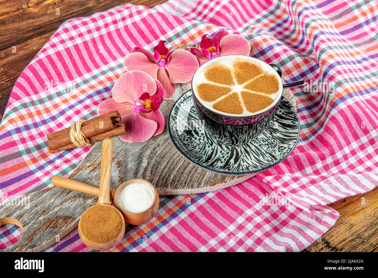 Turkish Salep or Sahlep with cinnamon sticks. Christmas Eggnog. Served ...