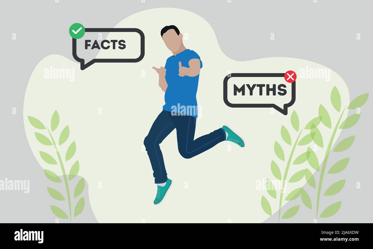 Myths and facts vector illustration. Information accuracy in flat ...