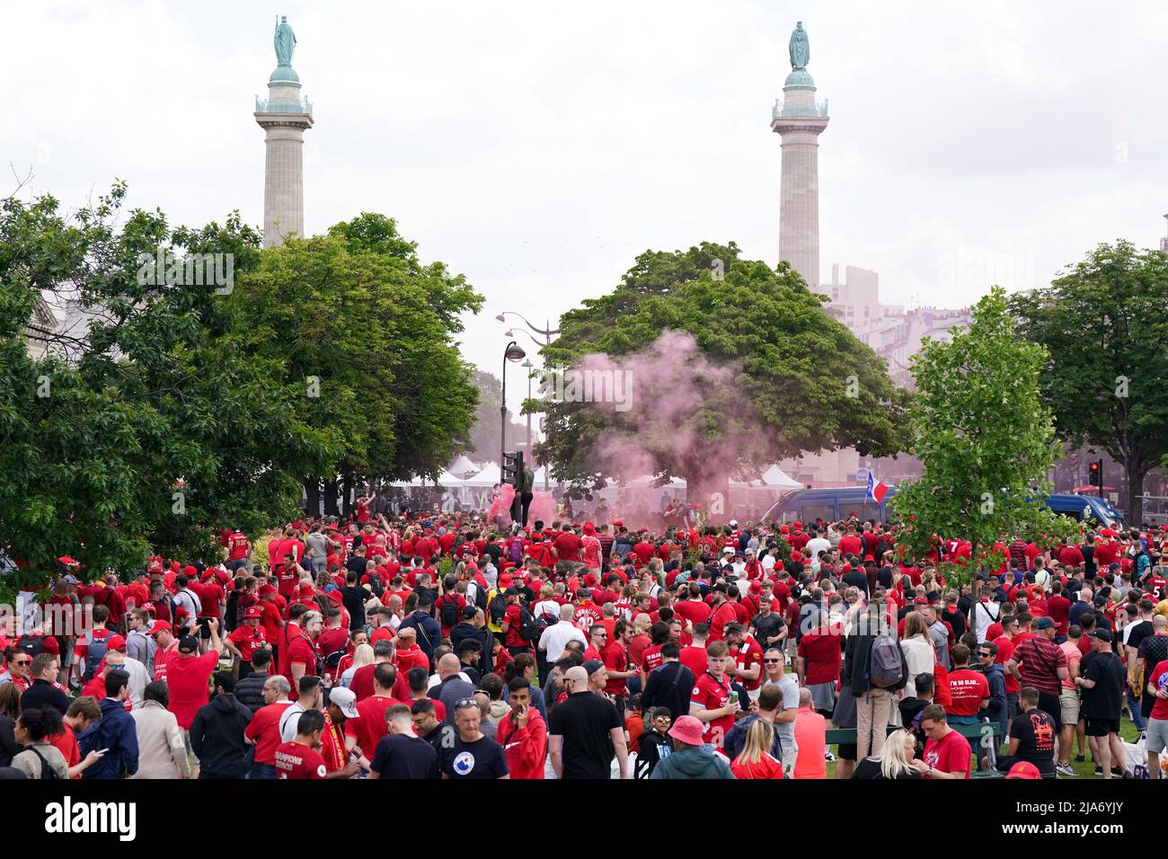Liverpool fans in Place de la Nation, Paris, ahead of the UEFA ...