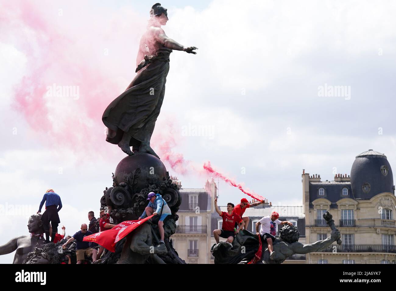 Liverpool fans in Place de la Nation, Paris, ahead of the UEFA ...