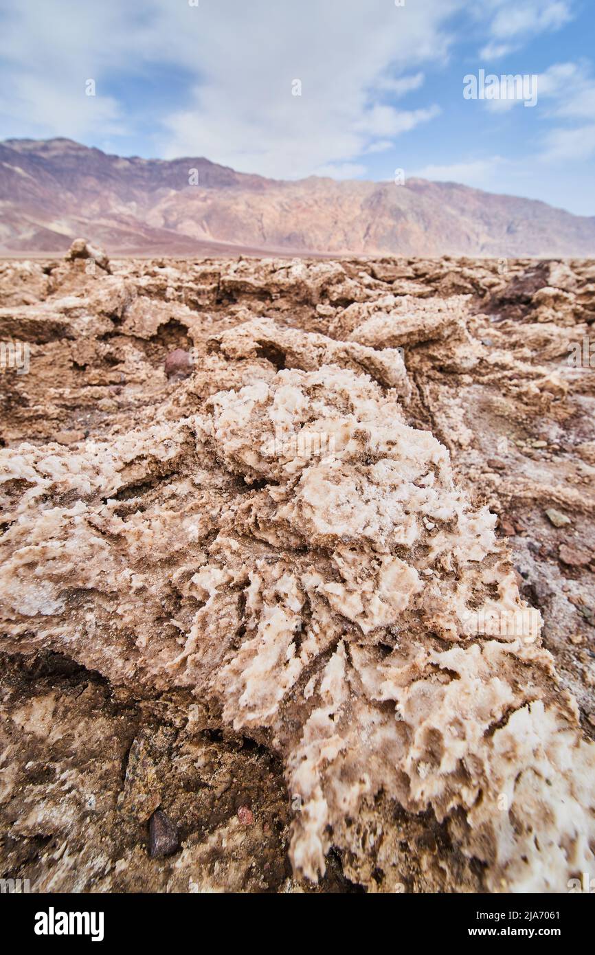 Death Valley eroded salt formations in detail at Devils Golf Course ...