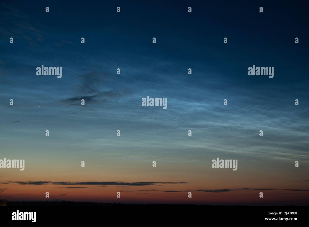 Noctilucent clouds in night sky rare phenomenon of nature in Belarus ...