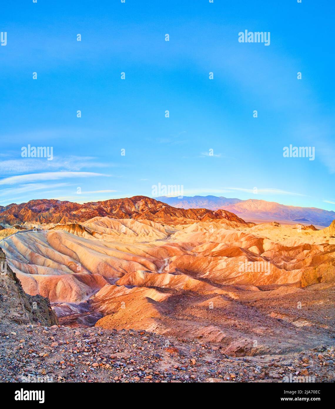Iconic Zabriskie Point in Death Valley with vibrant colors Stock Photo ...