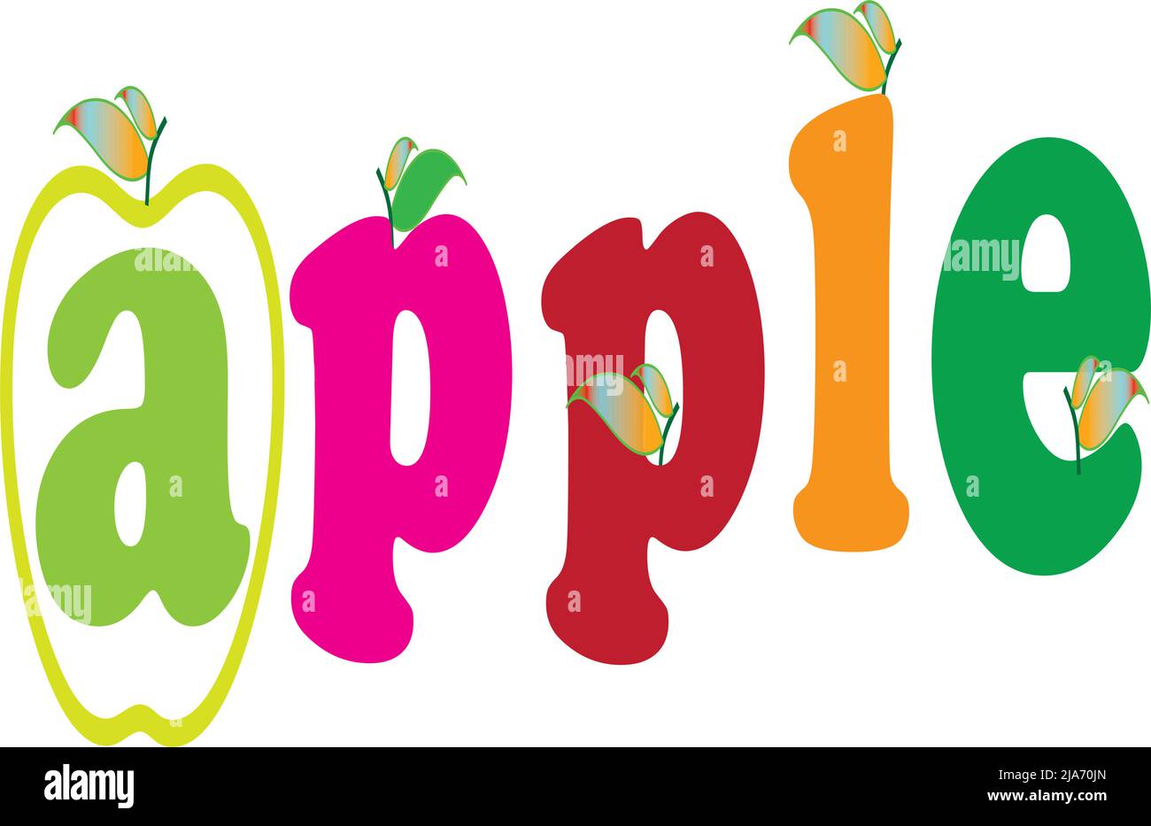 Full color text of apple. Vector Logo. Illustration campaign concept ...