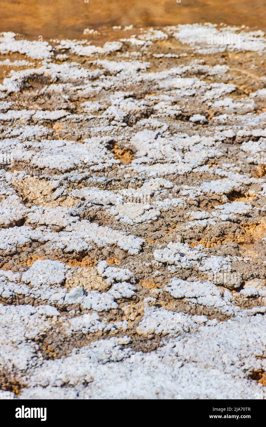 Detail of salt formations on desert landscape in Death Valley Stock ...