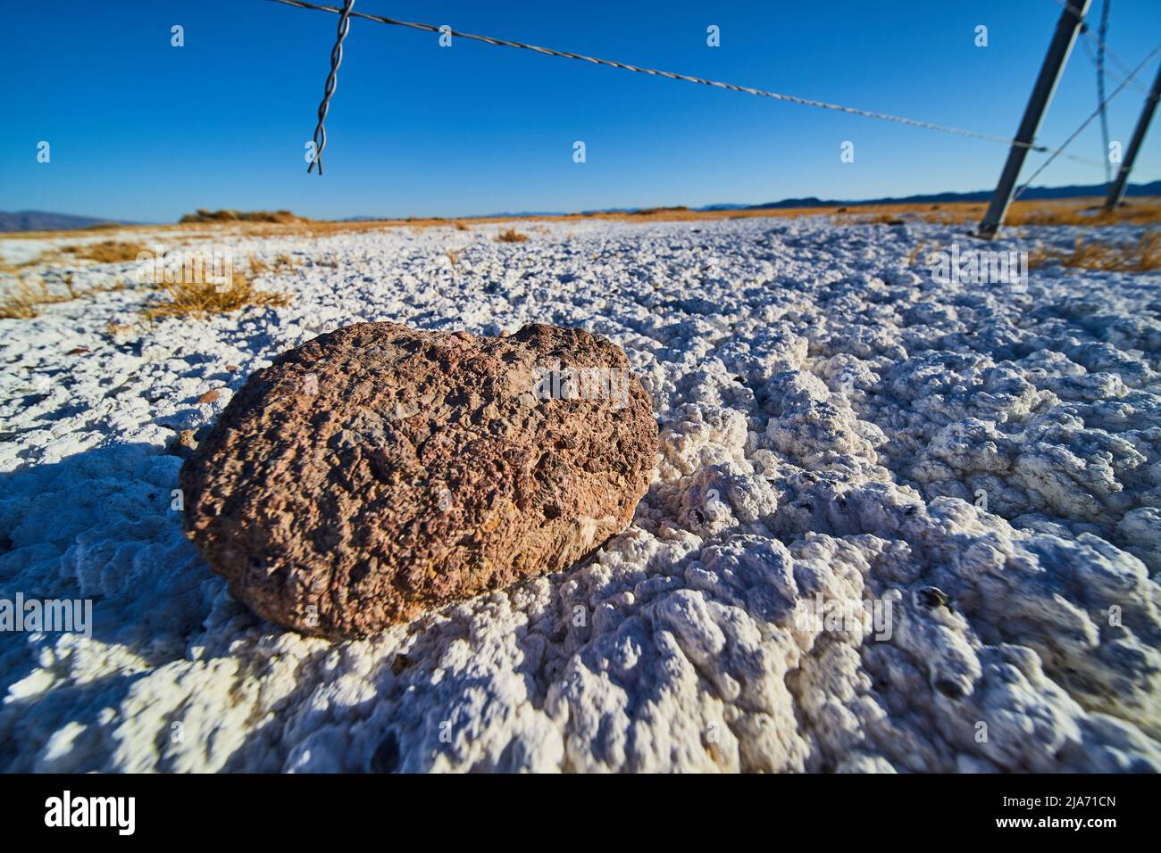 Detail of small rock on unusual white sand desert landscape Stock Photo ...