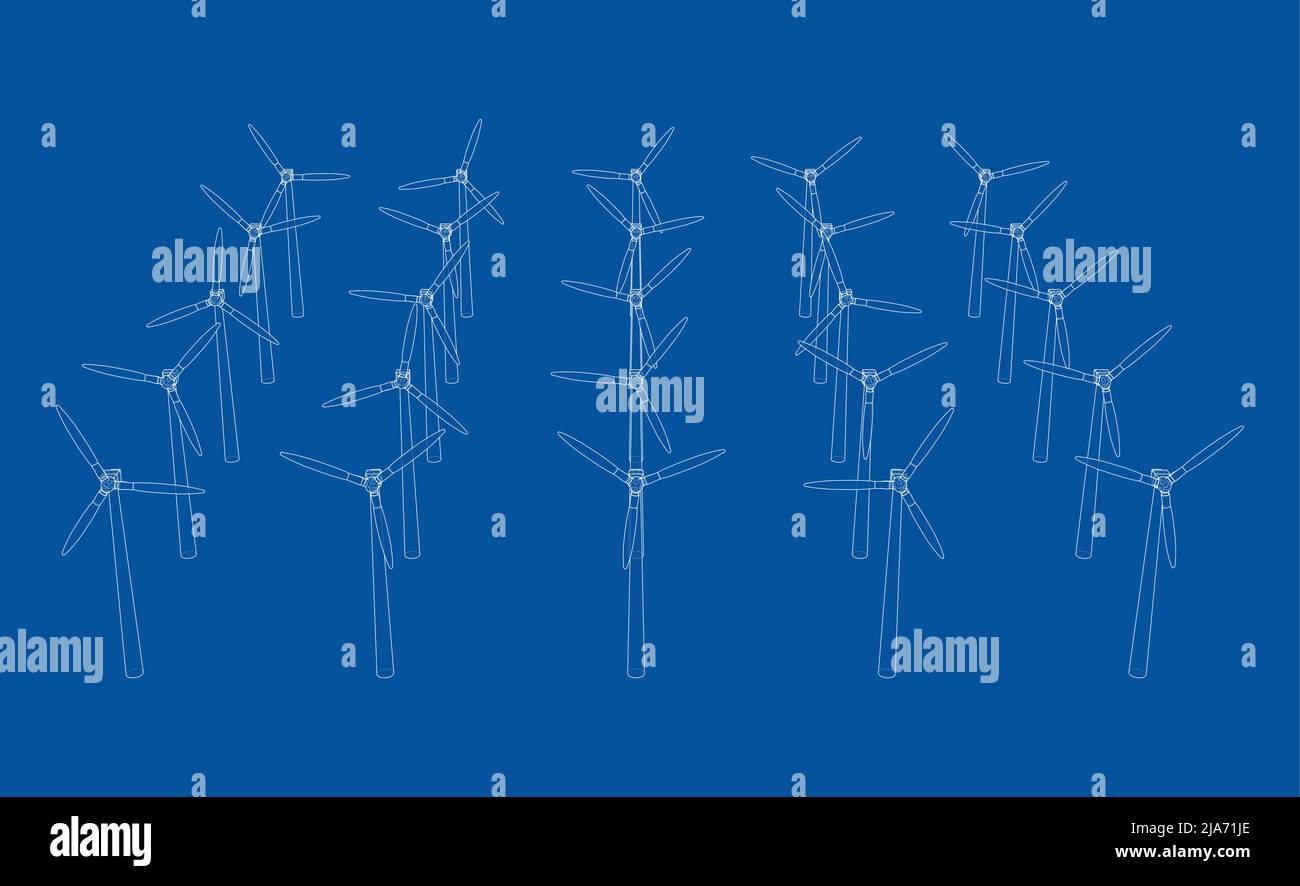 Wind turbines. Vector rendering of 3d Stock Vector Image & Art - Alamy