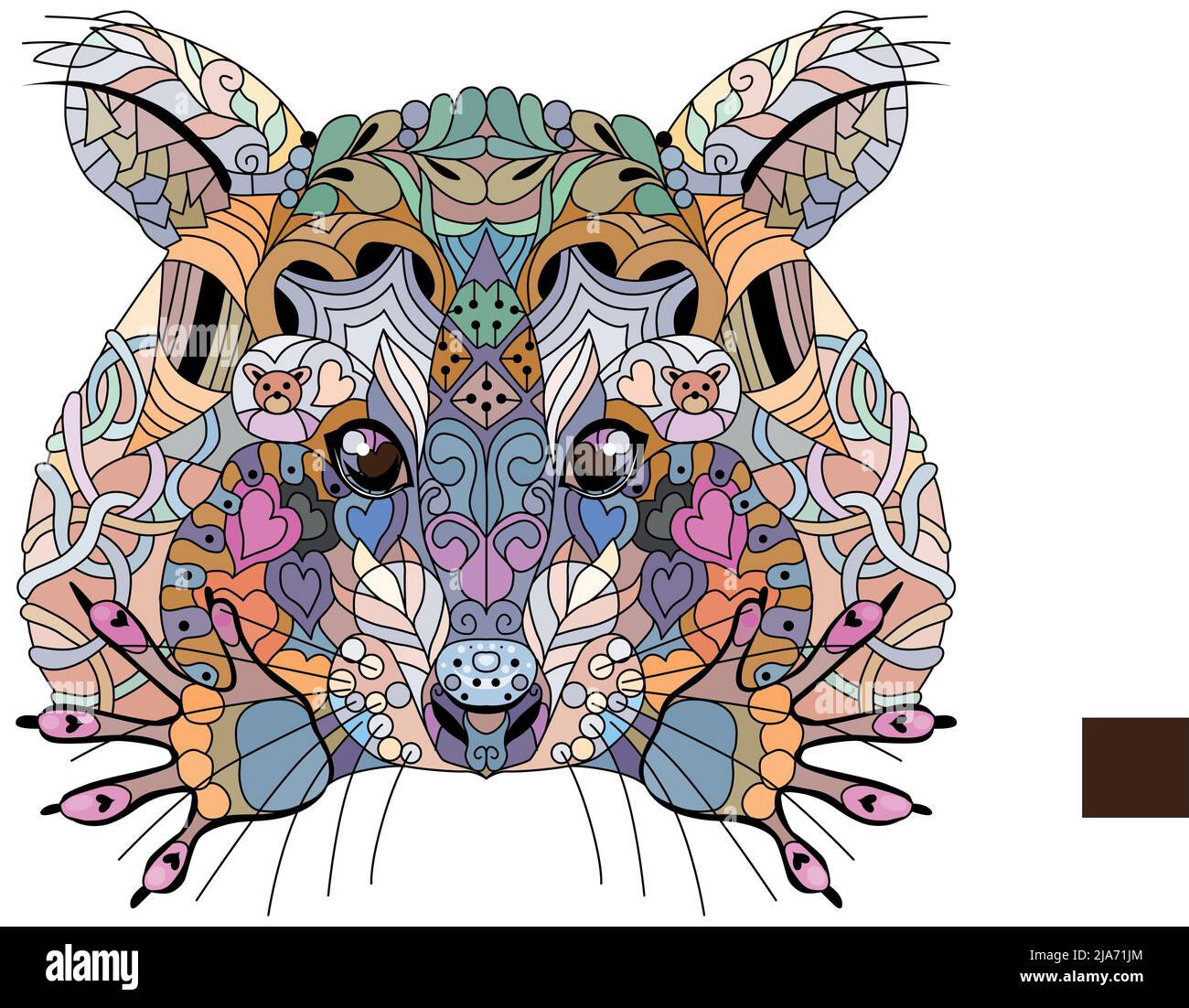 Zentangle stylized color raccoon. Hand Drawn patterned vector ...