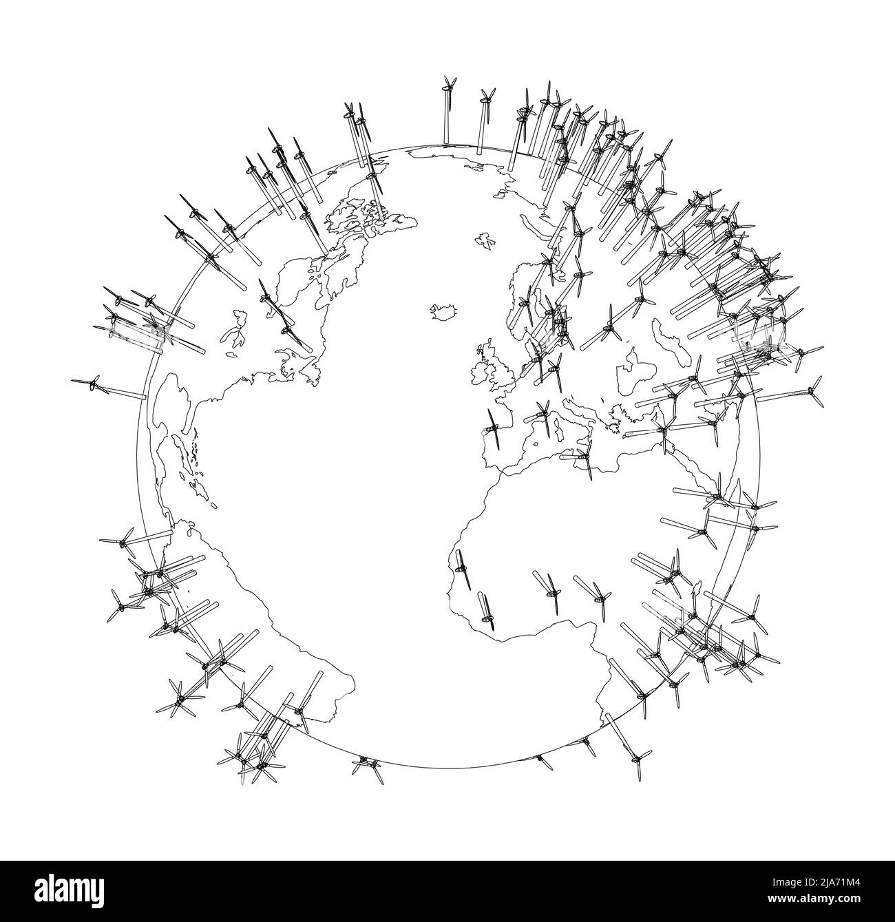 Electric wind turbines on Earth. Vector Stock Vector Image & Art - Alamy