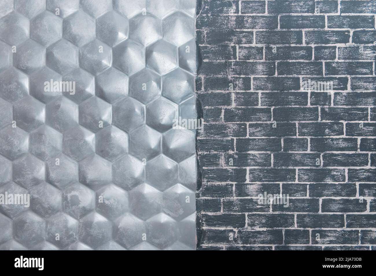 Honeycomb pattern abstract gray background and blue brick texture ...