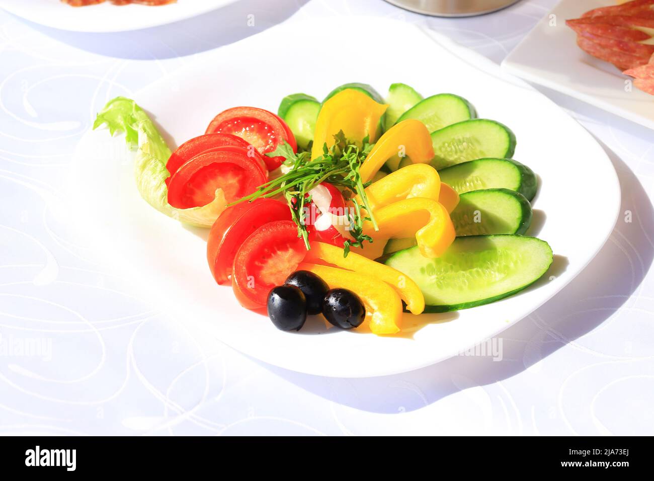 catering table set service with silverware and glass stemware at ...
