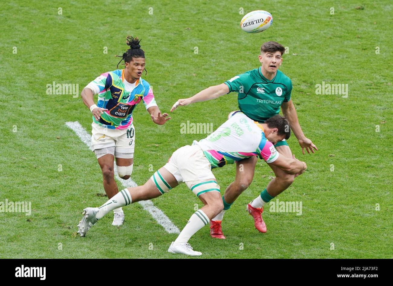 Ireland's Chay Mullins (right) and South Africa's Dewald Human (left ...