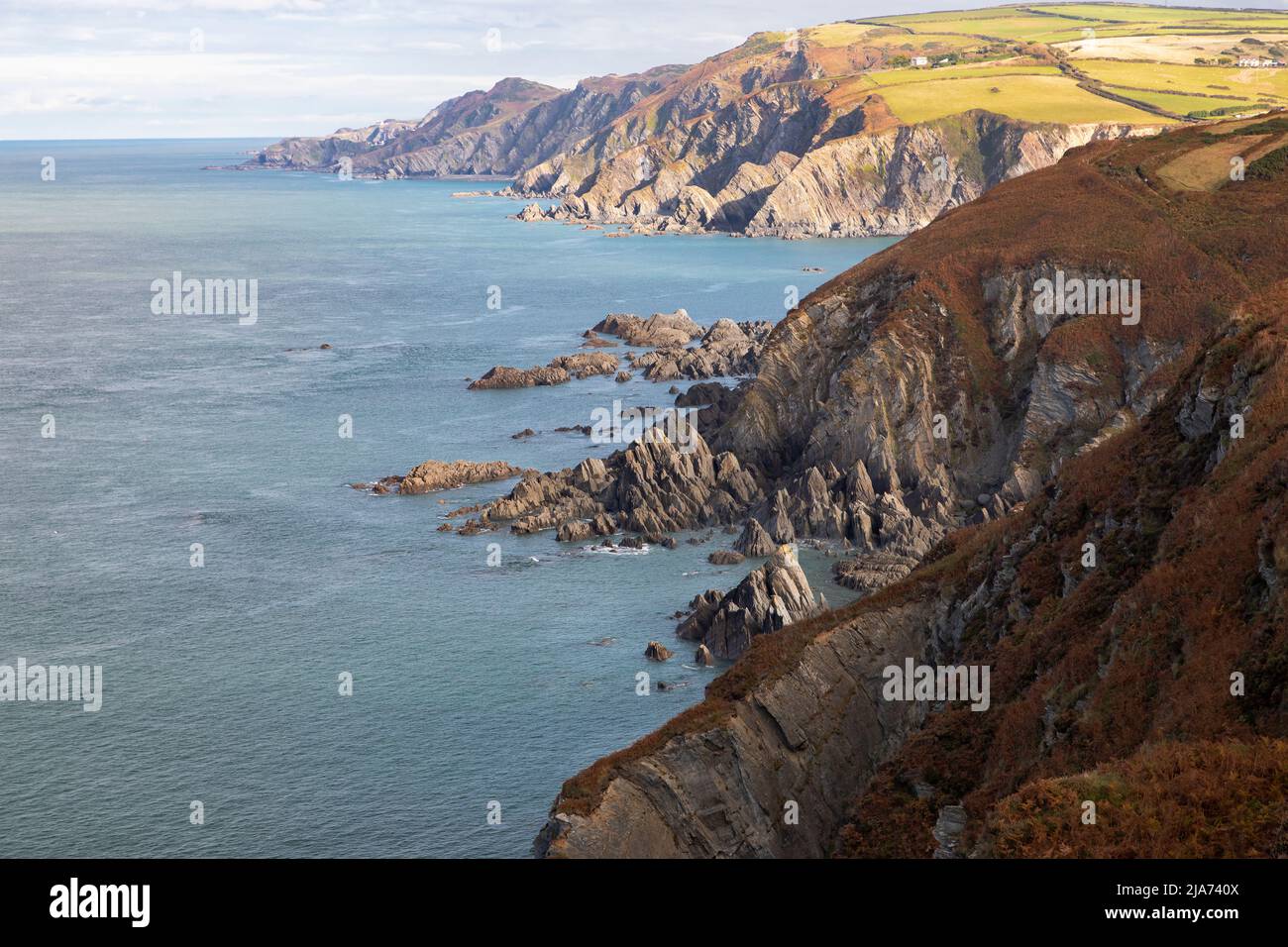 An image of North Devon Coastline looking towards Sandy Cove on a warm ...
