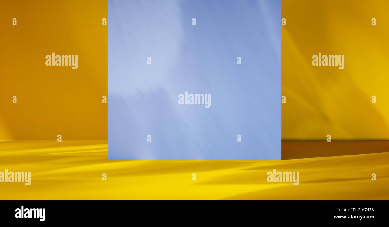 Blank colorful wall background and hard falling shadow. 3D rendering ...
