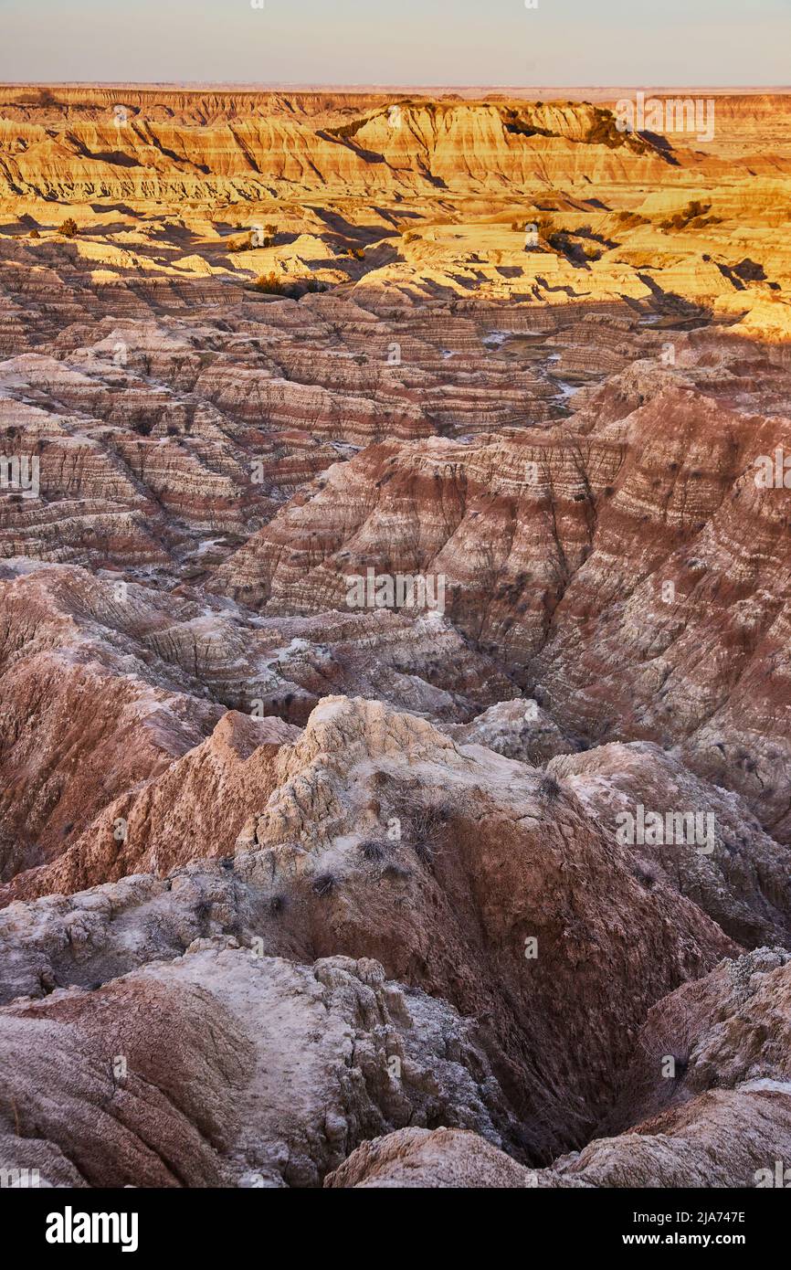 Erosion formations of Badlands during sunrise Stock Photo - Alamy