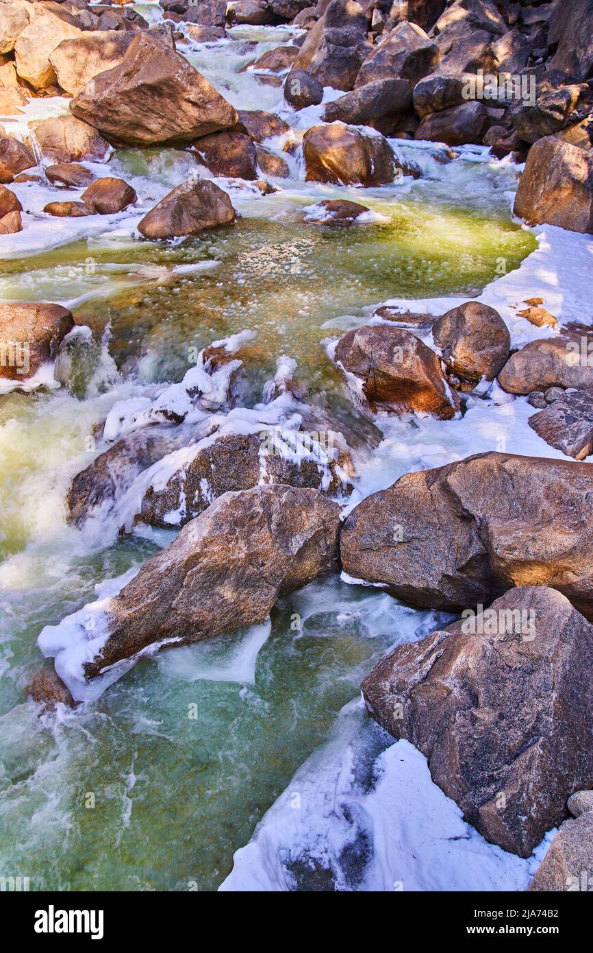 Aqua river filled with frosty rocks Stock Photo - Alamy