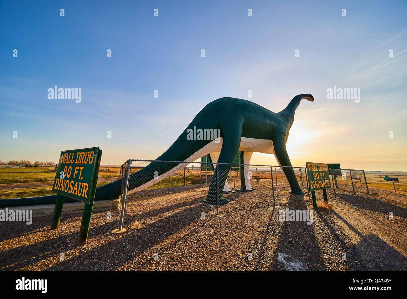Huge 80-foot dinosaur statue for advertisement in Wall, South Dakota ...