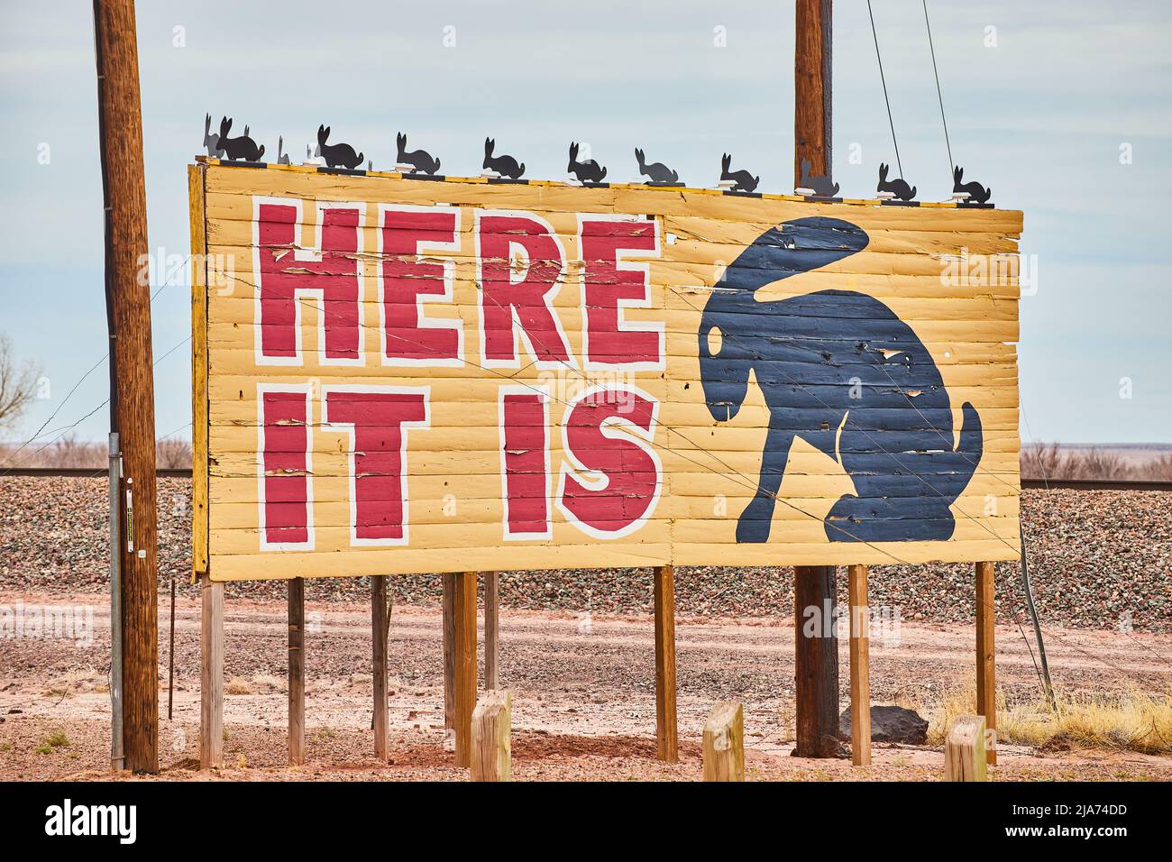 Jack Rabbit Trading Post Here It Is iconic Route 66 billboard Stock ...